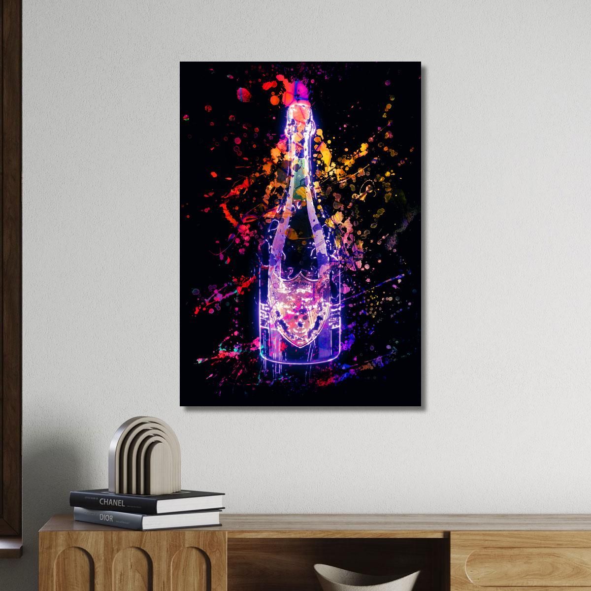 Modern Abstract Champagne Painting Dom Perignon Fluorescent Sketches ...