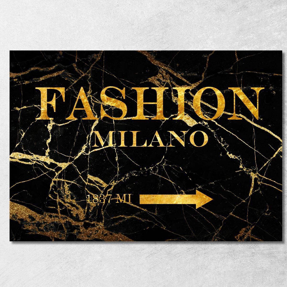Cuadro De Moda Milán Con Fondo De Mármol Negro Y Dorado. Fashion cuadro ...