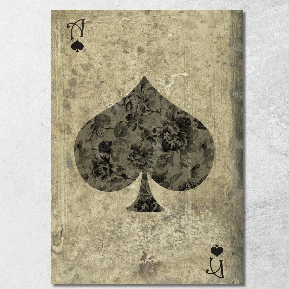 Playing Cards Frame Ace Of Spades Floral canvas print