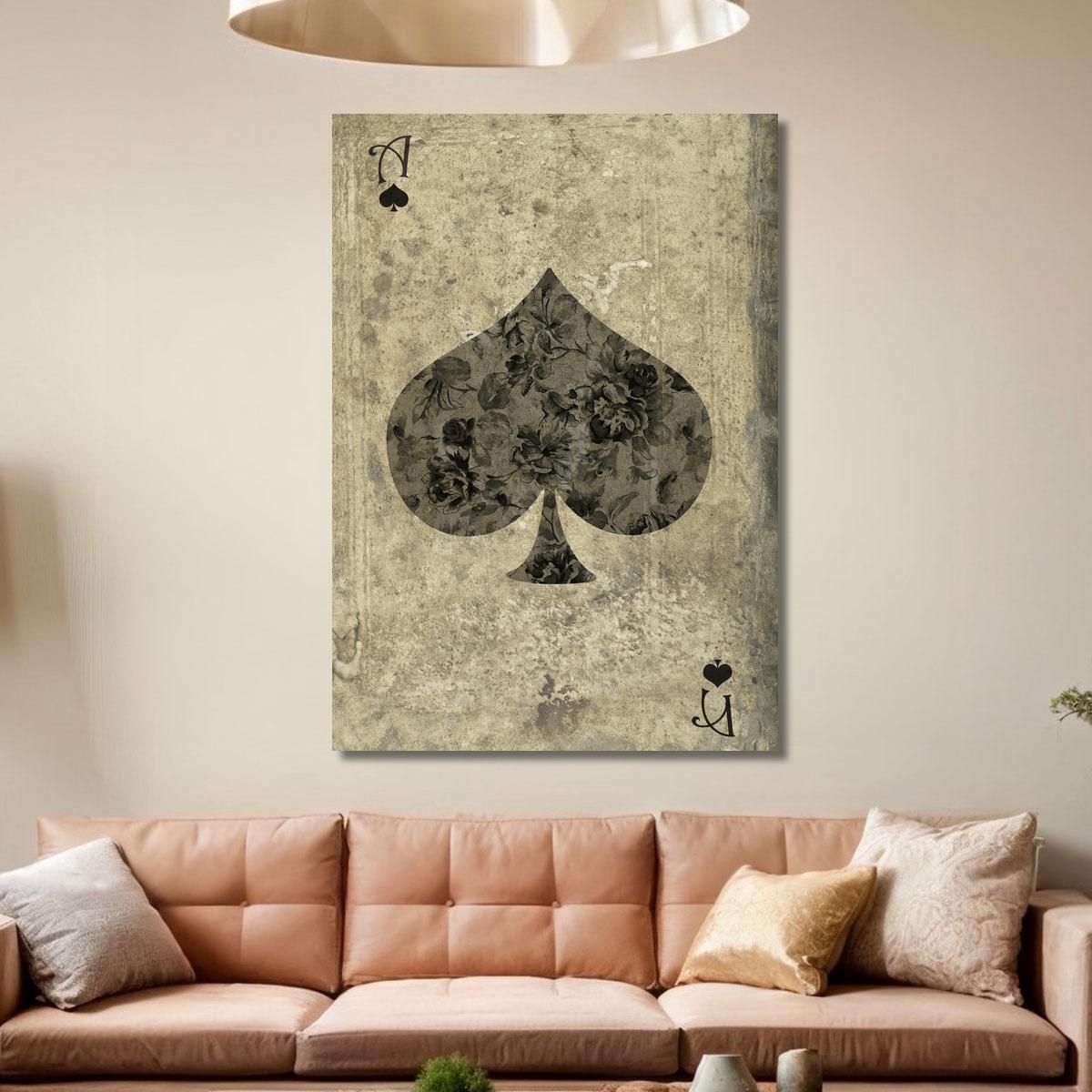 Playing Cards Frame Ace Of Spades Floral canvas print